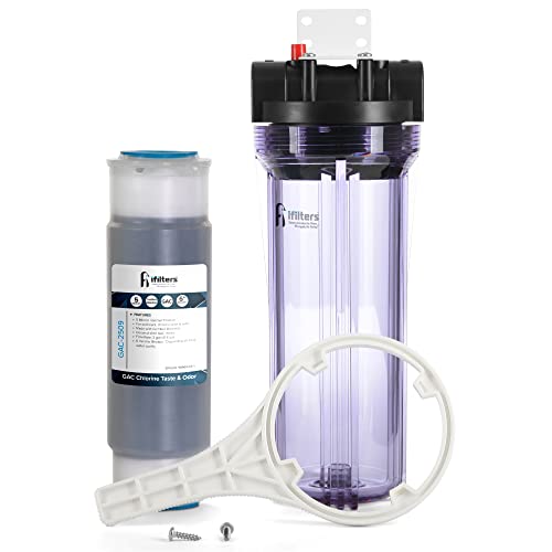 iFilters Whole House Sediment, Rust & CTO Filter Clear Housing w/ AP117 Comparable Filter Cartridge Included, 3/4" Ports