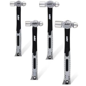 abn ball pein hammer 4-pc set – 8, 12, 16, 24 oz ounce – fiberglass & carbon steel for metal rivet, chisel, punch