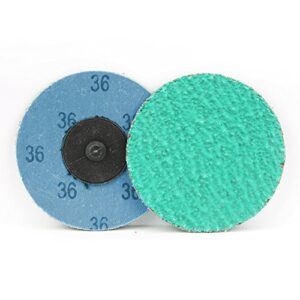 BHA Green Zirconia with Grind Aid Quick Change Sanding Discs Type R Male Roll On, 3" (36 Grit) - 25 Pack