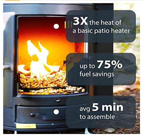 Q-Stoves Q-Flame Portable Wood Pellet Outdoor Heater, 106,000 BTU per hour, Eco-Friendly, for Patio, Backyard, Camping and Going Off-Grid