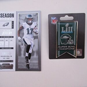 PHILADELPHIA EAGLES SUPER BOWL L11 52 BANNER LAPEL PIN PLUS COLLECTIBLE EAGLES PLAYER CARD