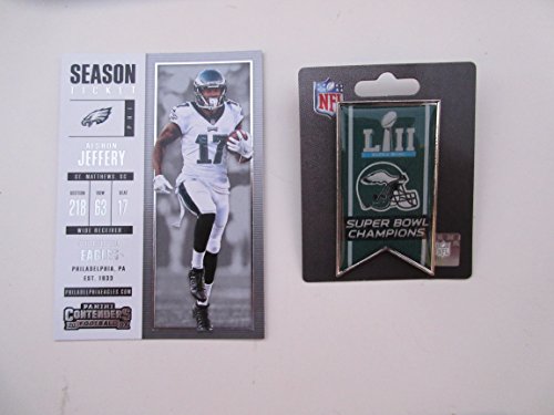 PHILADELPHIA EAGLES SUPER BOWL L11 52 BANNER LAPEL PIN PLUS COLLECTIBLE EAGLES PLAYER CARD