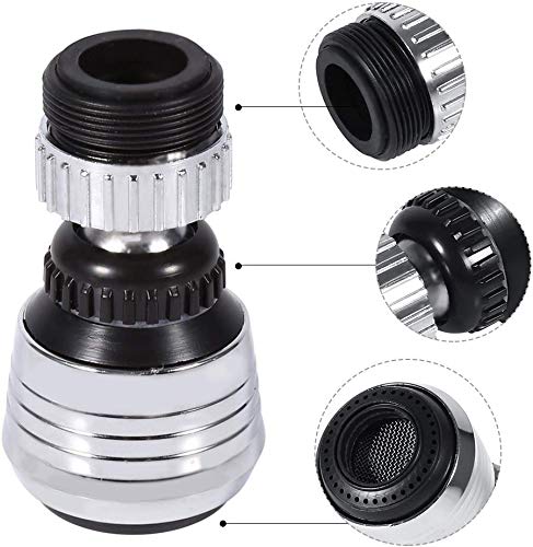 2PCS Kitchen Faucet Aerator, Splash Filter Attachment Tap 360 Rotate Swivel Saving Diffuser Nozzle Filter Adapter