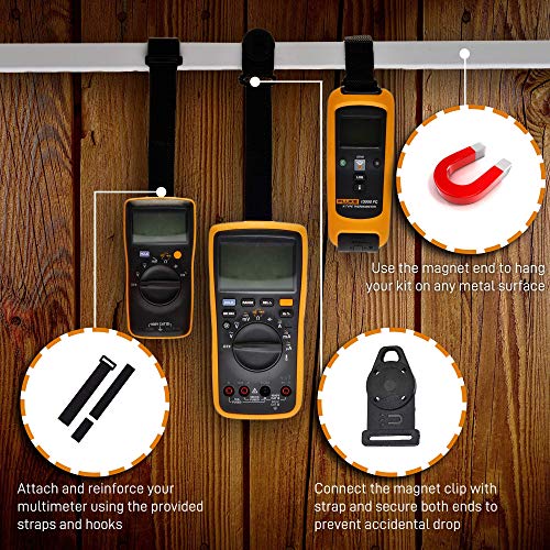 Universal Multimeter Magnet, Hook, and Clip Hanging Strap Kit | Works with Most Multitesters Including Fluke and Klein Tool Meters