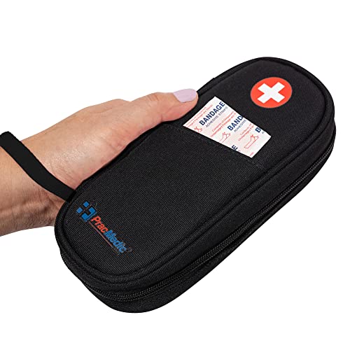 PracMedic Bags Epipen Carry Case- Holds Epi Pens, Auvi Q, Inhaler, Epinephrine, Allergy, Syringe, Diabetic Supplies, Insulated Medical Pouch, Travel Medicine Kit for Essentials and Emergency (Black)