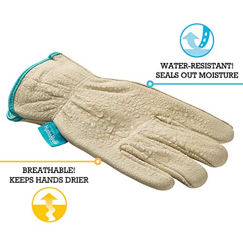 Wells Lamont Women's Water-Resistant Leather Work Gloves | Puncture Resistant, Reinforced, HydraHyde | Medium (1167M), Tan