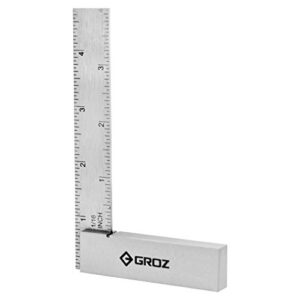 Groz 01142 4" Graduated Workshop Steel Square, 0.00019" Squareness