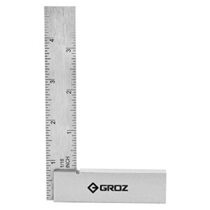 Groz 01142 4" Graduated Workshop Steel Square, 0.00019" Squareness