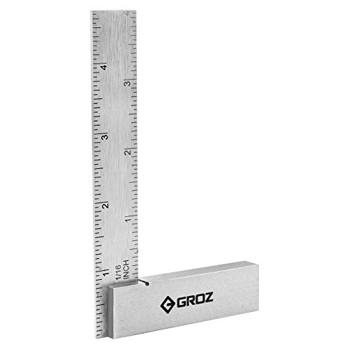 Groz 01142 4" Graduated Workshop Steel Square, 0.00019" Squareness