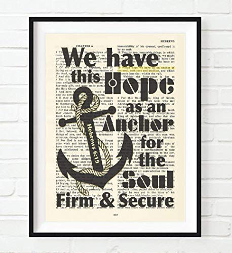 Nautical Bible Verse Christian Art Prints, Set of 4, Isaiah 43:2, Isaiah 46:4, Psalm 93:4, Hebrews 6:19, Unframed, Bible Verse Scripture Wall Decor Poster, 8x10 Inches