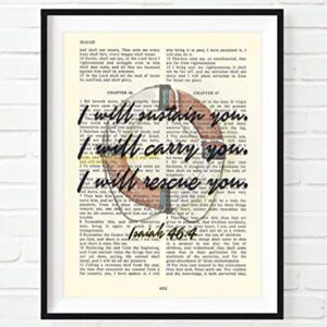 Nautical Bible Verse Christian Art Prints, Set of 4, Isaiah 43:2, Isaiah 46:4, Psalm 93:4, Hebrews 6:19, Unframed, Bible Verse Scripture Wall Decor Poster, 8x10 Inches