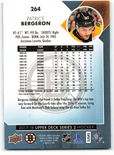 2017-18 Upper Deck Series 2 #264 Patrice Bergeron Boston Bruins Hockey Card