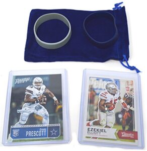 dak prescott & ezekiel elliot rookie cards assorted 2 bundle. 1 each - dallas cowboys football trading cards - both 2016 rcs