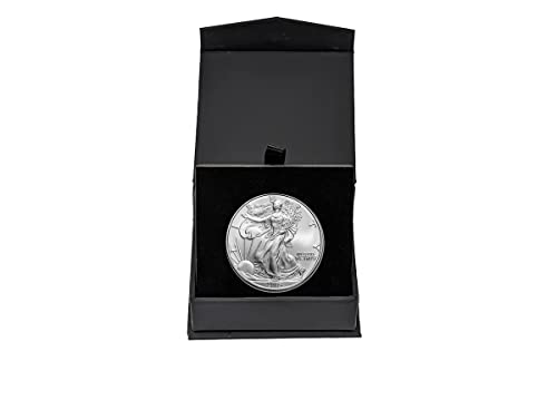 2004 - U.S. Silver Eagle in Plastic Air Tite in Magnet Close Black Gift Box - Gem Brilliant Uncirculated Dollar Uncirculated US Mint