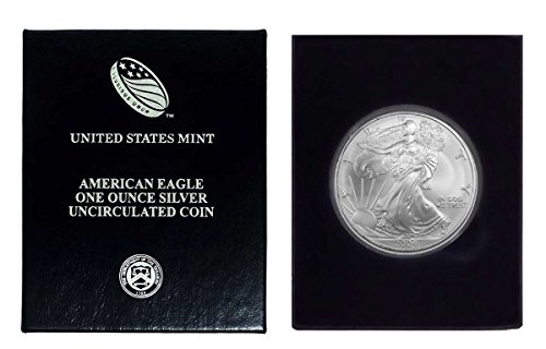 2004 - U.S. Silver Eagle in Plastic Air Tite in Magnet Close Black Gift Box - Gem Brilliant Uncirculated Dollar Uncirculated US Mint