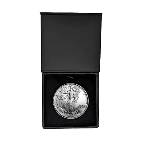 1992 - U.S. Silver Eagle in Plastic Air Tite in Magnet Close Black Gift Box - Gem Brilliant Uncirculated Dollar Uncirculated US Mint