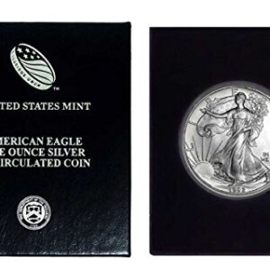 1992 - U.S. Silver Eagle in Plastic Air Tite in Magnet Close Black Gift Box - Gem Brilliant Uncirculated Dollar Uncirculated US Mint