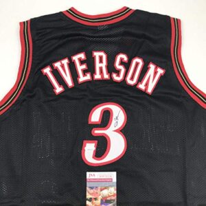 autographed/signed allen iverson philadelphia black basketball jersey jsa coa