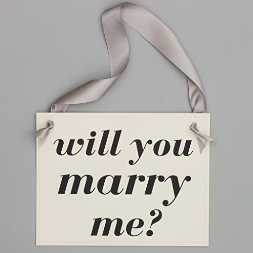 Will You Marry Me Sign For Wedding Proposal | Engagement Banner | Black Ink Gray Ribbon Ivory Paper