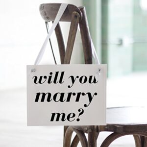 Will You Marry Me Sign For Wedding Proposal | Engagement Banner | Black Ink Gray Ribbon Ivory Paper