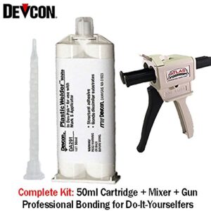 Devcon Plastic Welder White DA291 - High-Strength Toughened MMA Adhesive - 50ml/1.7oz Dispensing Kit