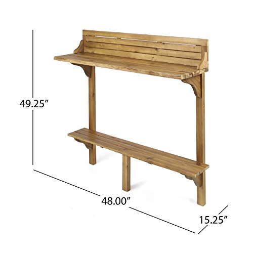 Christopher Knight Home Caribbean Outdoor Acacia Wood Balcony Bar Set, 3-Pcs Set, Natural Stained Light Brown