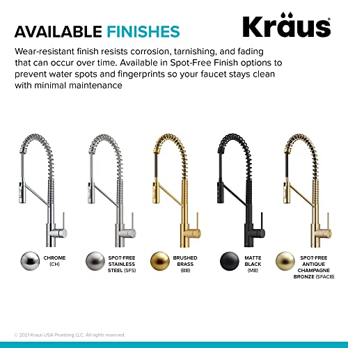 Kraus KPF-2631SFS Oletto Single Handle Commercial Kitchen Faucet, 21.85 inch, Pull Down Stainless Steel