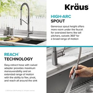 Kraus KPF-2631SFS Oletto Single Handle Commercial Kitchen Faucet, 21.85 inch, Pull Down Stainless Steel