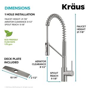 Kraus KPF-2631SFS Oletto Single Handle Commercial Kitchen Faucet, 21.85 inch, Pull Down Stainless Steel