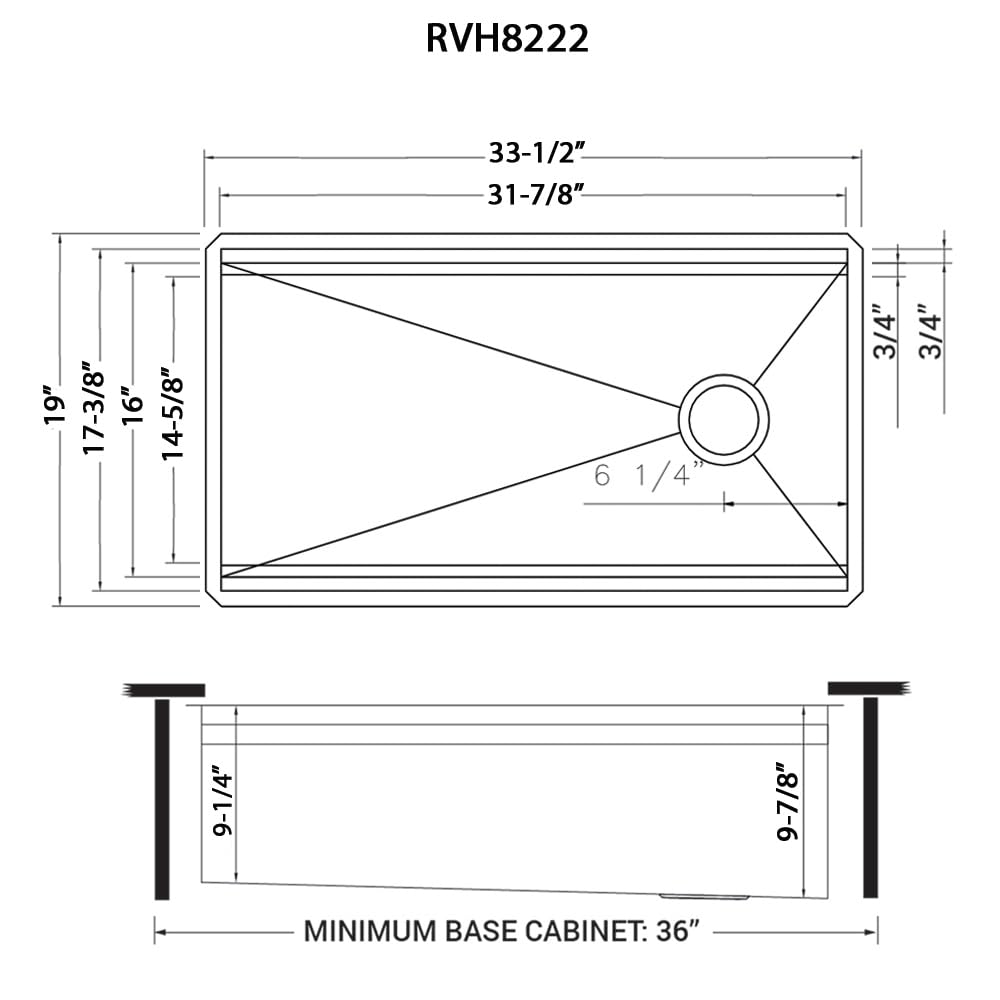 Ruvati 33-inch Workstation Ledge Kitchen Sink Undermount 16 Gauge Stainless Steel - RVH8222