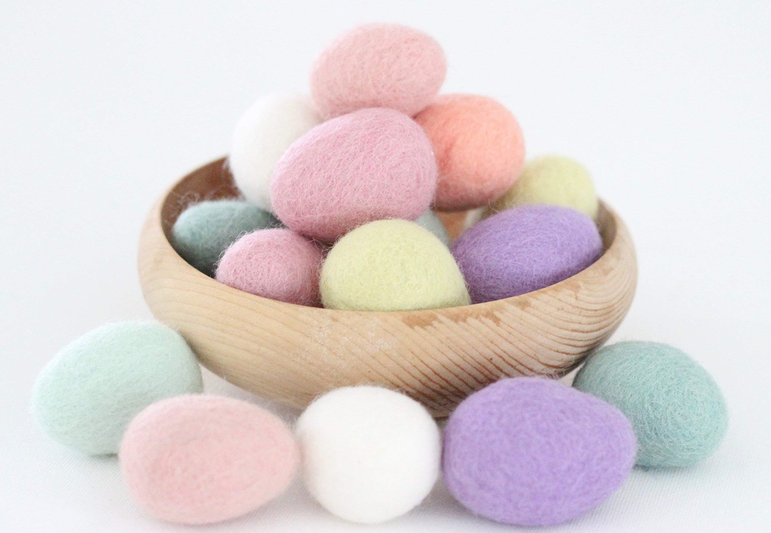 Pastel Easter Felt Eggs- 100% wool felt- choose 6 or 12 count- by Sheep Farm Felt