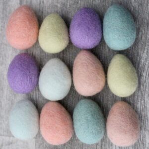 Pastel Easter Felt Eggs- 100% wool felt- choose 6 or 12 count- by Sheep Farm Felt