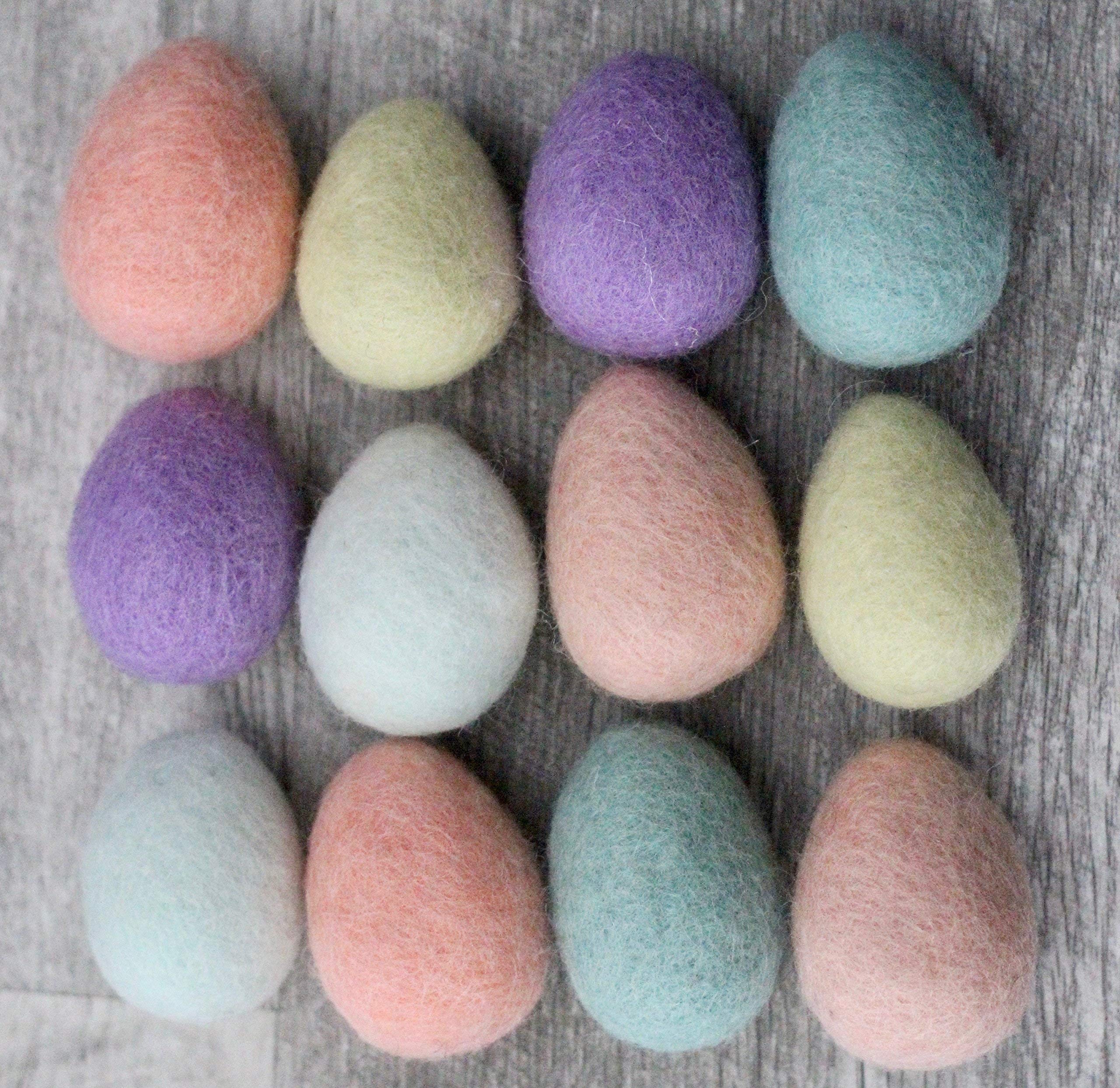 Pastel Easter Felt Eggs- 100% wool felt- choose 6 or 12 count- by Sheep Farm Felt