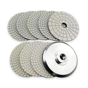 shdiatool 4 - inch diamond polishing pads wet set of 8pcs plus an aluminum backer for marble granite stone 100mm