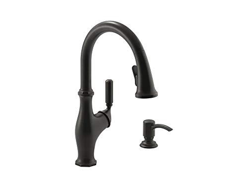 Kohler Worth Pull Down Kitchen Faucet, Kitchen Sink Faucet with Pull Down Sprayer, Oil-Rubbed Bronze, K-R11921-SD-2BZ