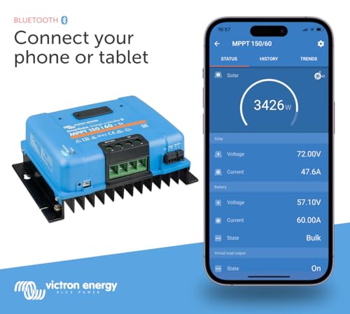 Victron Energy SmartSolar MPPT Tr 150V 60 amp 12/24/36/48-Volt Solar Charge Controller (Bluetooth)