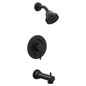 moen align matte black posi-temp pressure balancing modern tub and shower trim kit, valve required, t2193bl