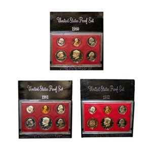 1980 s -1982 us mint set clad proof set run 18 coins