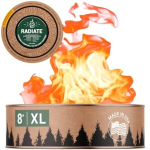 radiate xl 8" portable campfire as seen on shark tank - up to 5 hours of burn time - reusable travel fire pit for camping and beach - great alternative to a real fire - made in usa (eucalyptus scent)