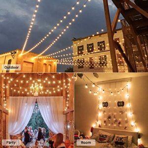 Moonflor 50Ft G40 Patio String Lights with 50 Clear Edison Bulbs & 2 Spare Bulbs for Indoor/Outdoor Commercial Decor, Warm White Globe String Lights Perfect for Backyard Garden Pergola Umbrella, Black