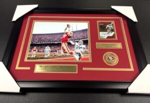 dwight clark the catch autographed card framed san francisco 49'ers 8x10 photo - autographed nfl photos