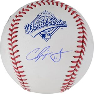 chipper jones atlanta braves autographed 1995 world series logo baseball - autographed baseballs