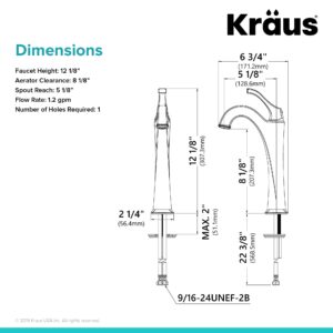 Kraus KVF-1200MB Arlo Bathroom Faucet, Matte Black