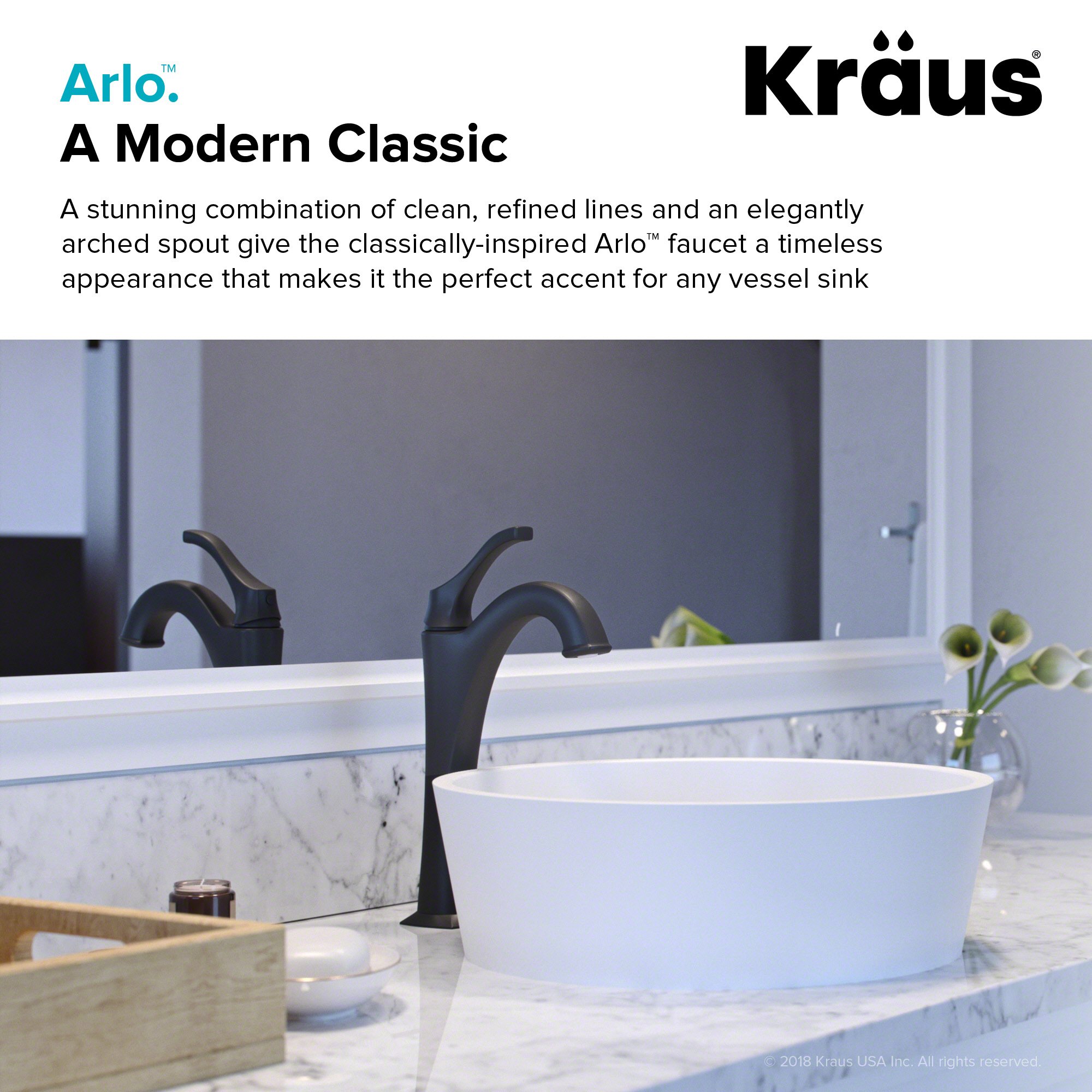 Kraus KVF-1200MB Arlo Bathroom Faucet, Matte Black