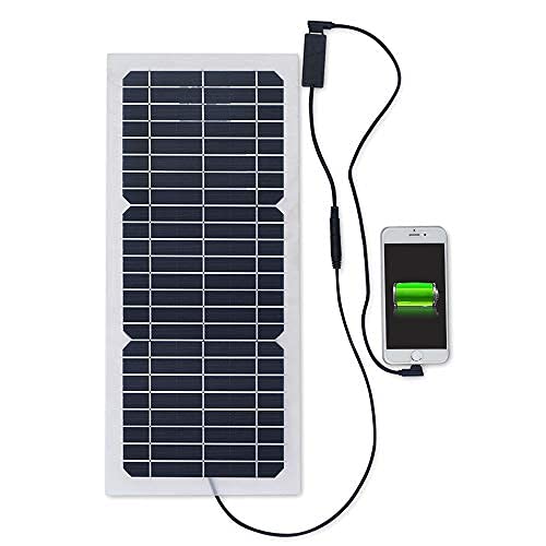 XINPUGUANG 10W 12V Solar Panel Solar Trickle Charger Portable Battery Maintainer with Cigarette Lighter DC Alligator Clip Cable for RV Boat Cabin Tent Car Trucks Trailers