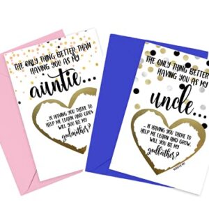 Will You Be My Godmother and Godfather Scratch Off Card Set of 2, Proposal Cards for Auntie and Uncle fron Niece Nephew (Auntie and Uncle Set)