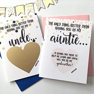 Will You Be My Godmother and Godfather Scratch Off Card Set of 2, Proposal Cards for Auntie and Uncle fron Niece Nephew (Auntie and Uncle Set)