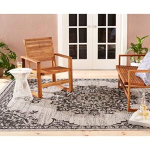 Nicole Miller New York Patio Country Azalea Transitional Medallion Indoor/Outdoor Area Rug, Grey/Black, 5'2"x7'2"