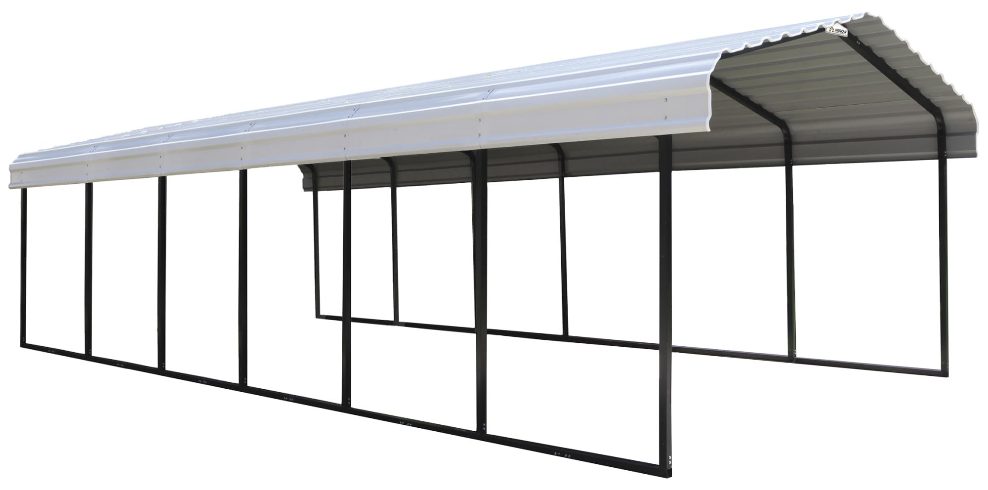 Arrow Shed CPH122907 29-Gauge Carport with Galvanized Steel Roof Panels, 12' x 29' x 7', Eggshell