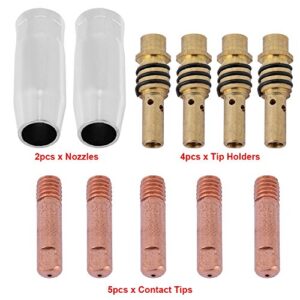 11 Pcs Contact Nozzle Tip Holder,15AK MIG Welding Torch Nozzle Contact Tips Holder Kit